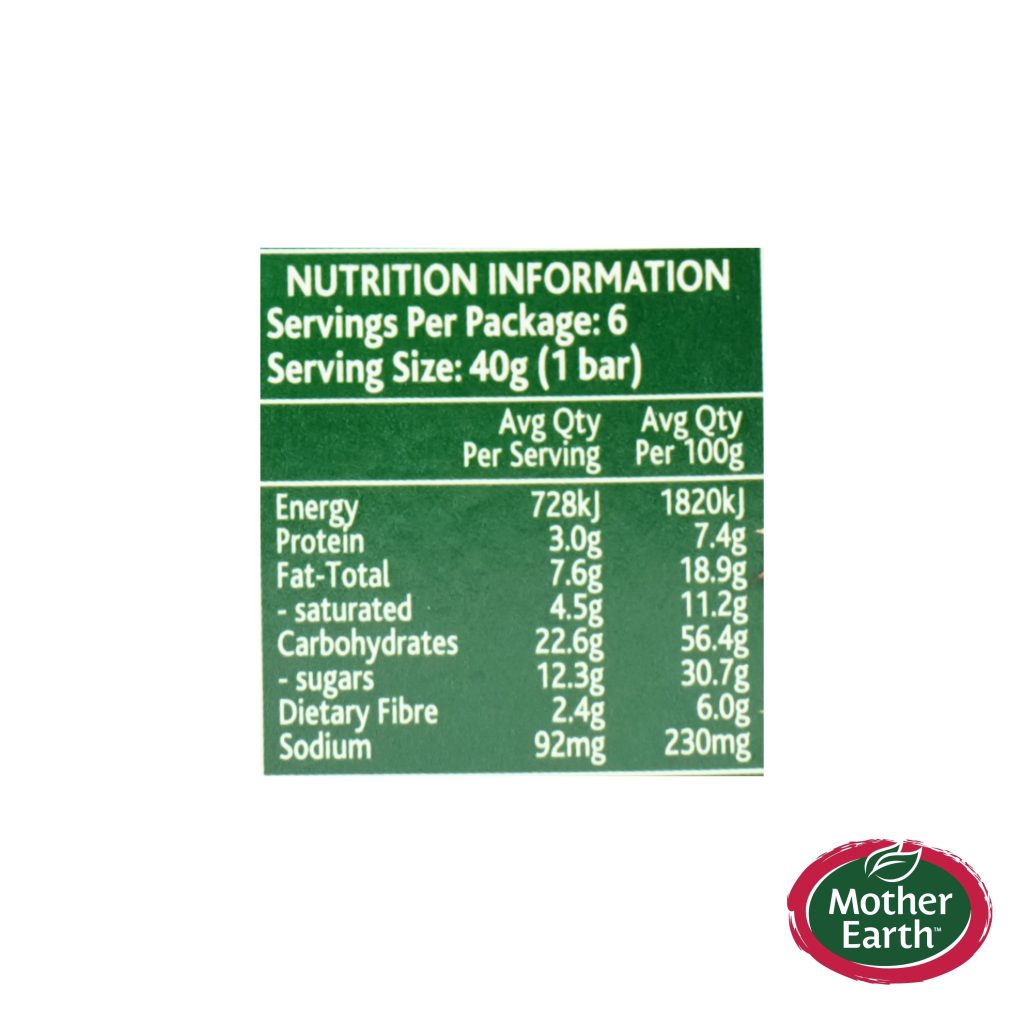 Mother Earth Baked Oaty Slices Chocolate Chip 240gm - Buy Like Chefs